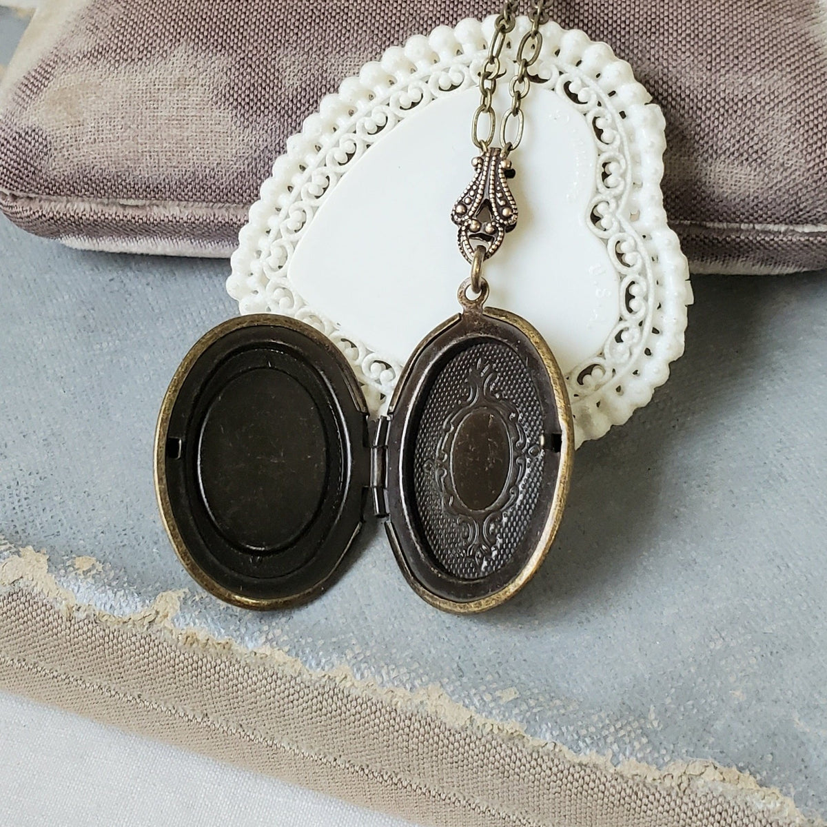 Butterfly Cameo Locket Necklace – Vintage Button Jewelry By Krista Moss