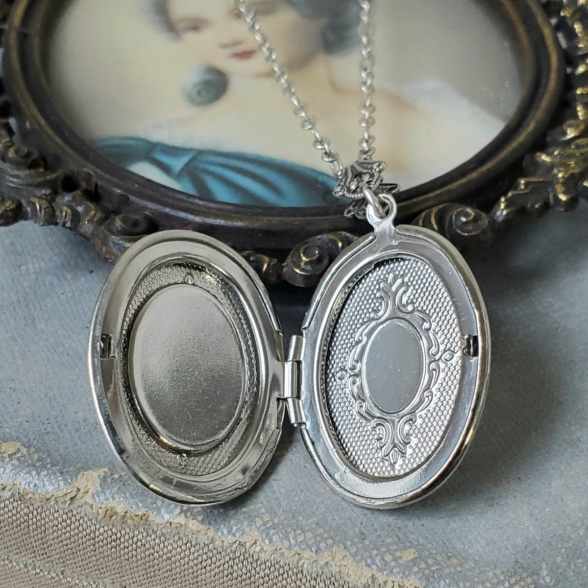 Dragonfly Cameo Locket Necklace – Vintage Button Jewelry By Krista Moss