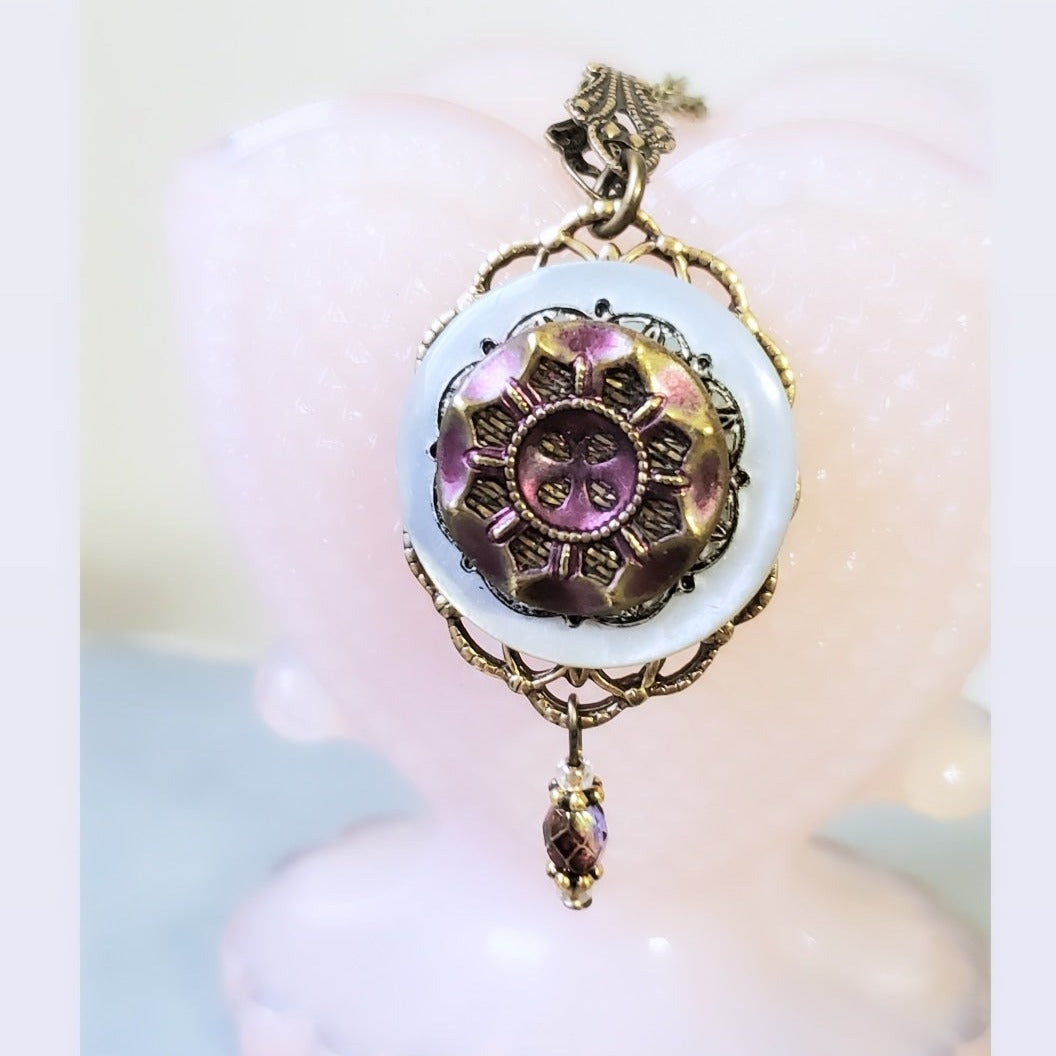 Perfume Button Necklace - 1860's Civil War Era – Vintage Button Jewelry ...